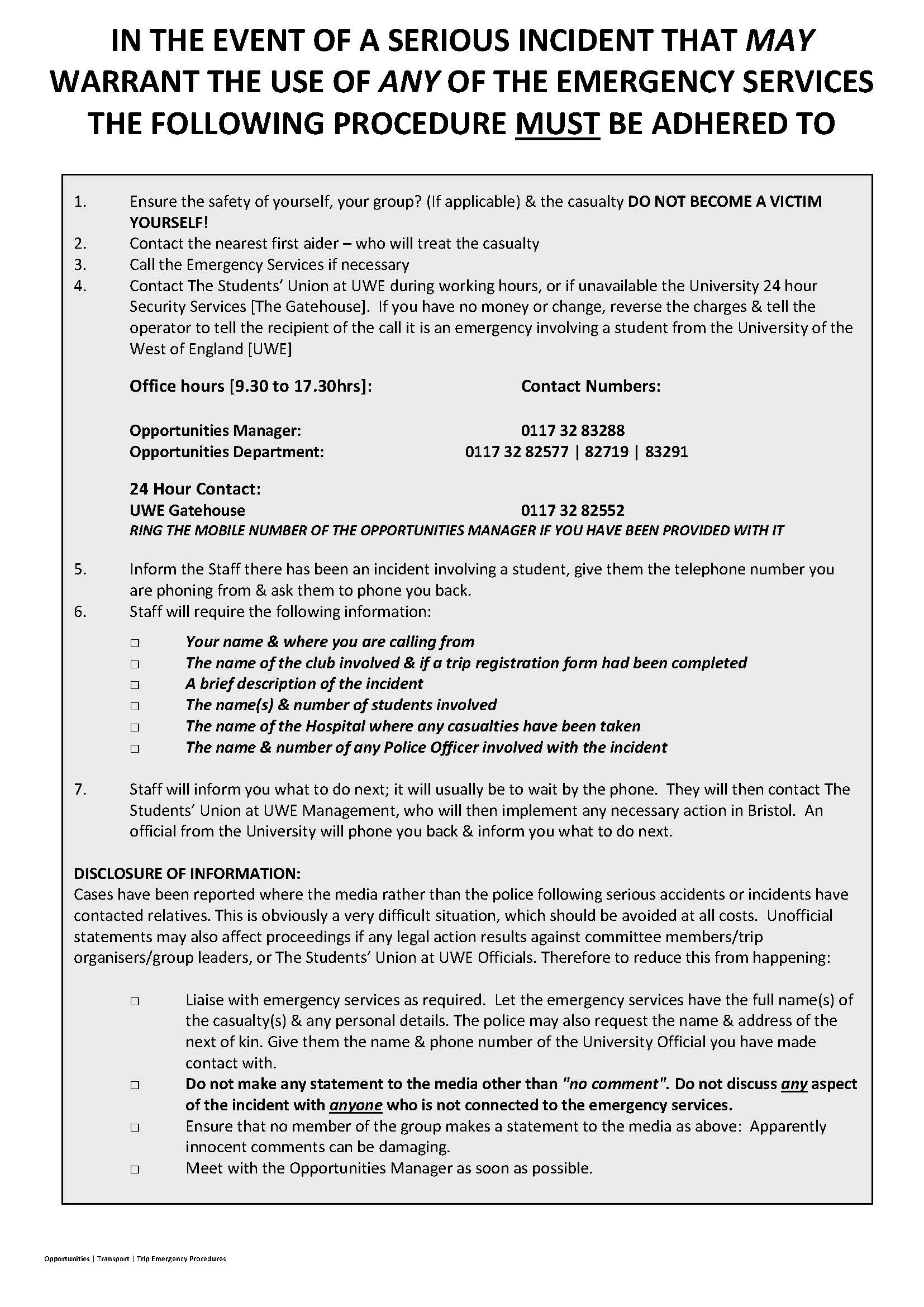 In Case of Emergency